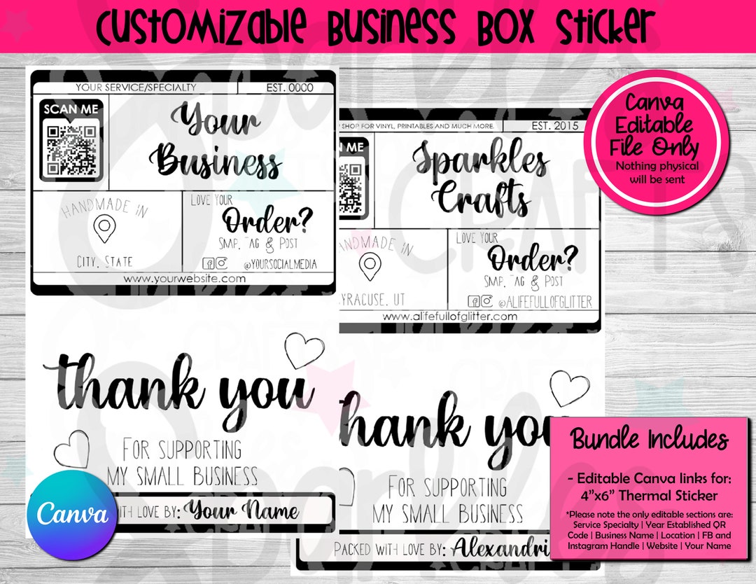 Editable Business Box Sticker | Thermal Sticker PNG Download ...