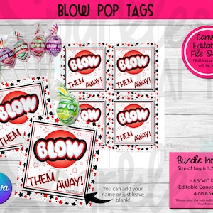 Blow Pop Tags | Blow Them Away | INSTANT EDITABLE DOWNLOAD | Team Gift ...