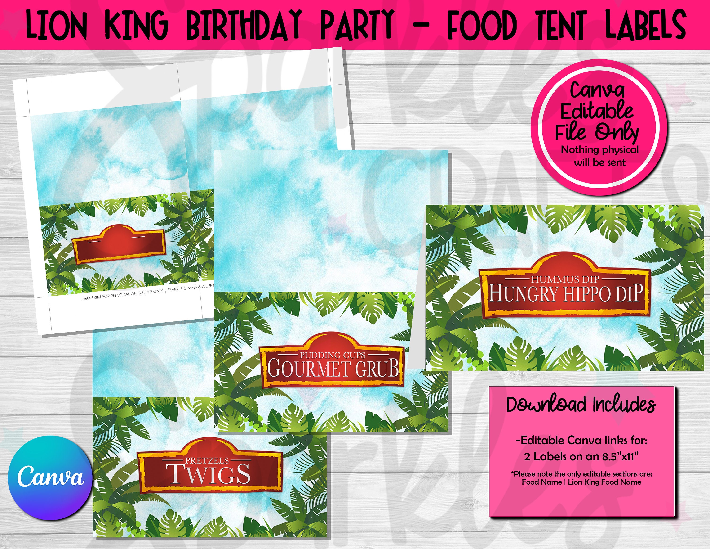 Lion King Birthday Party, the King is 2 Birthday, Food Tent Labels ...