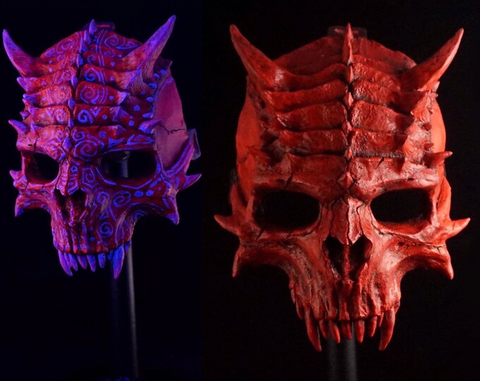 Red Demon Mask, Skull Mask, Halloween Mask, Red Skull Mask, Custom Mask ...