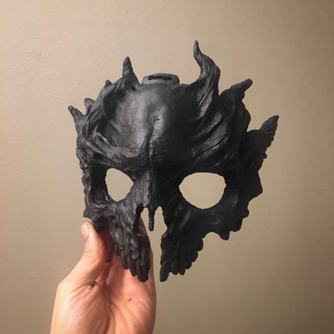 Flat Black Dark Forest Nymph Skull Hard Resin Mask, Skull Mask, Forest ...