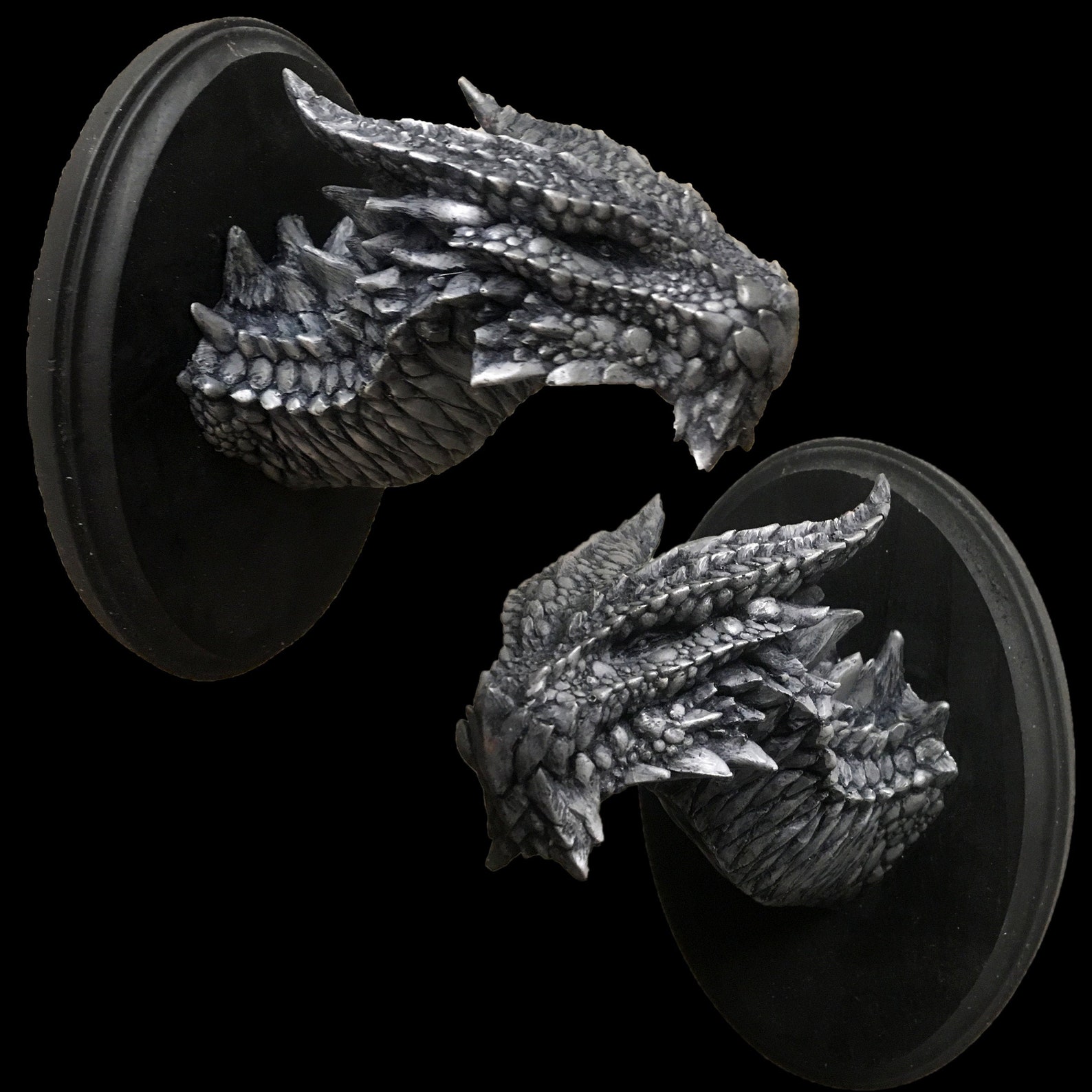 Silver Dragon plaque wall mount bust trophy sculpture | Etsy