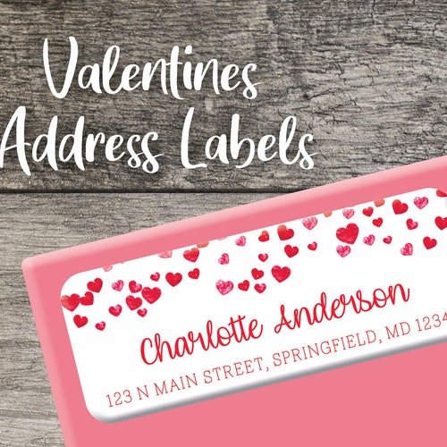Heart Return Address Labels 001 Watercolor Valentines Label - Etsy