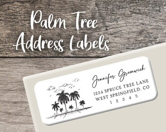 Palm Tree Address Labels - Etsy