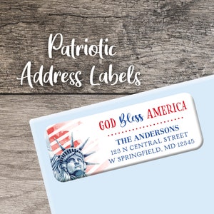 Patriotic Return Address Labels 002 God Bless America Label ...