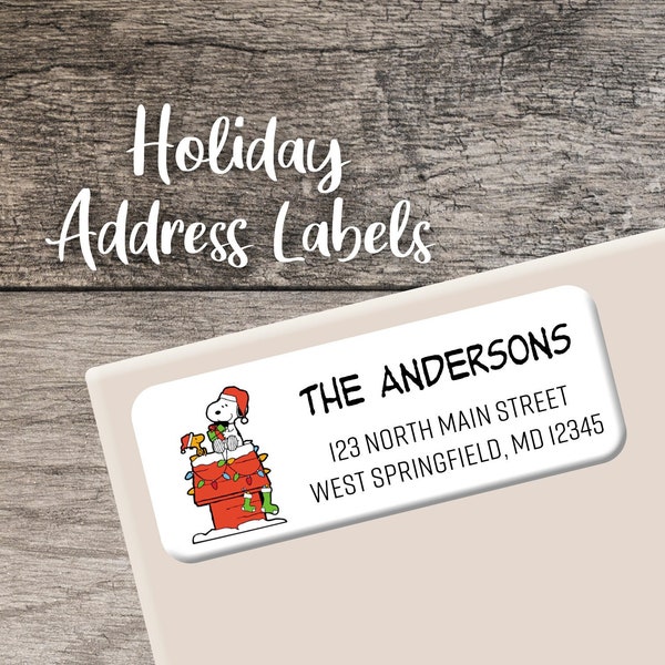 Snoopy Christmas Return Address Labels - Etsy