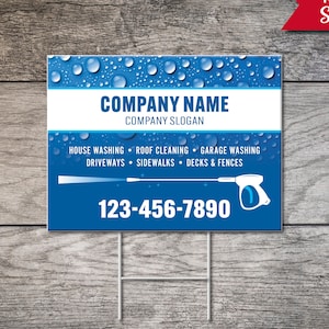 Power Washing Yard Sign, Coroplast Sign With Metal H-stake, Double Sided Pressure Washer Sign ...