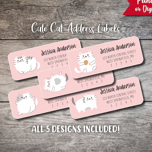 Cat Address Labels - Etsy