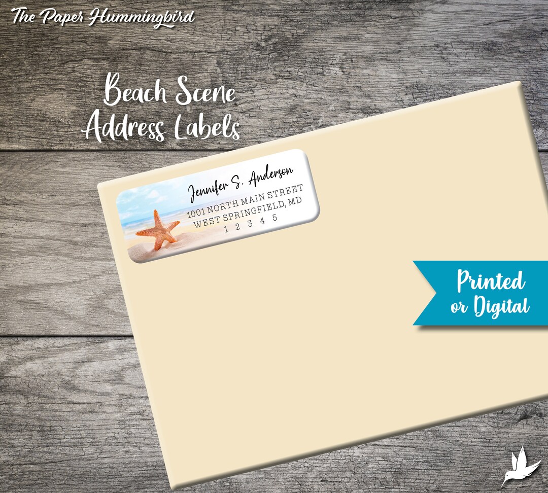 Beach Return Address Labels 004 Starfish Personalized Address Label ...