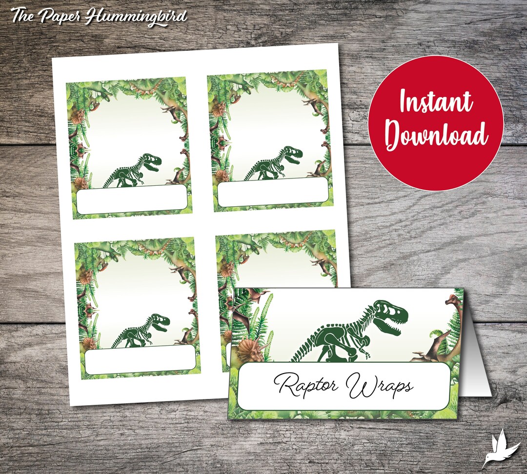 Jurassic Party Food Labels, Jurassic Birthday Tent Card, Jurassic ...