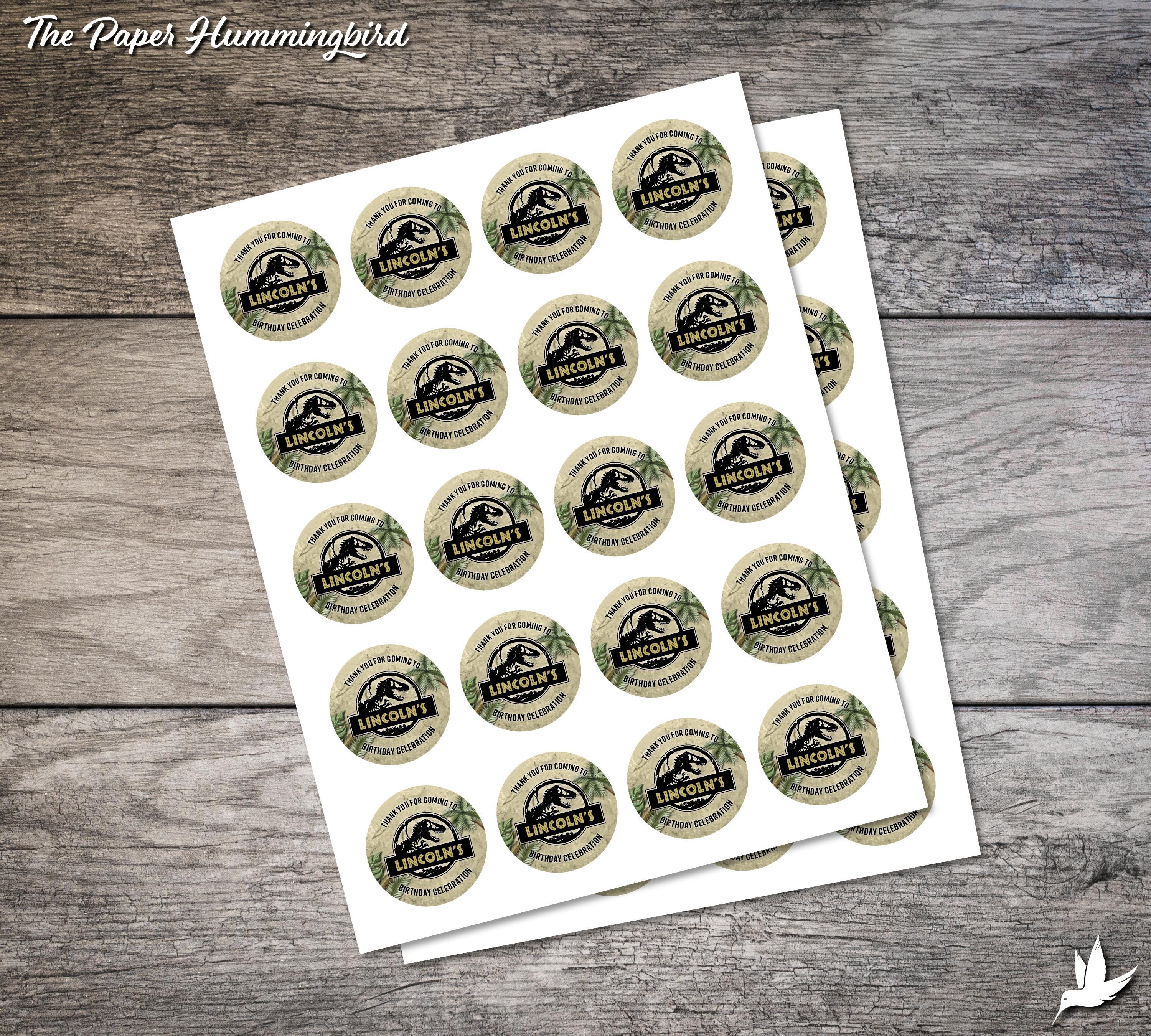 Jurassic World Favor Sticker, Jurassic Park Party Circle Label ...
