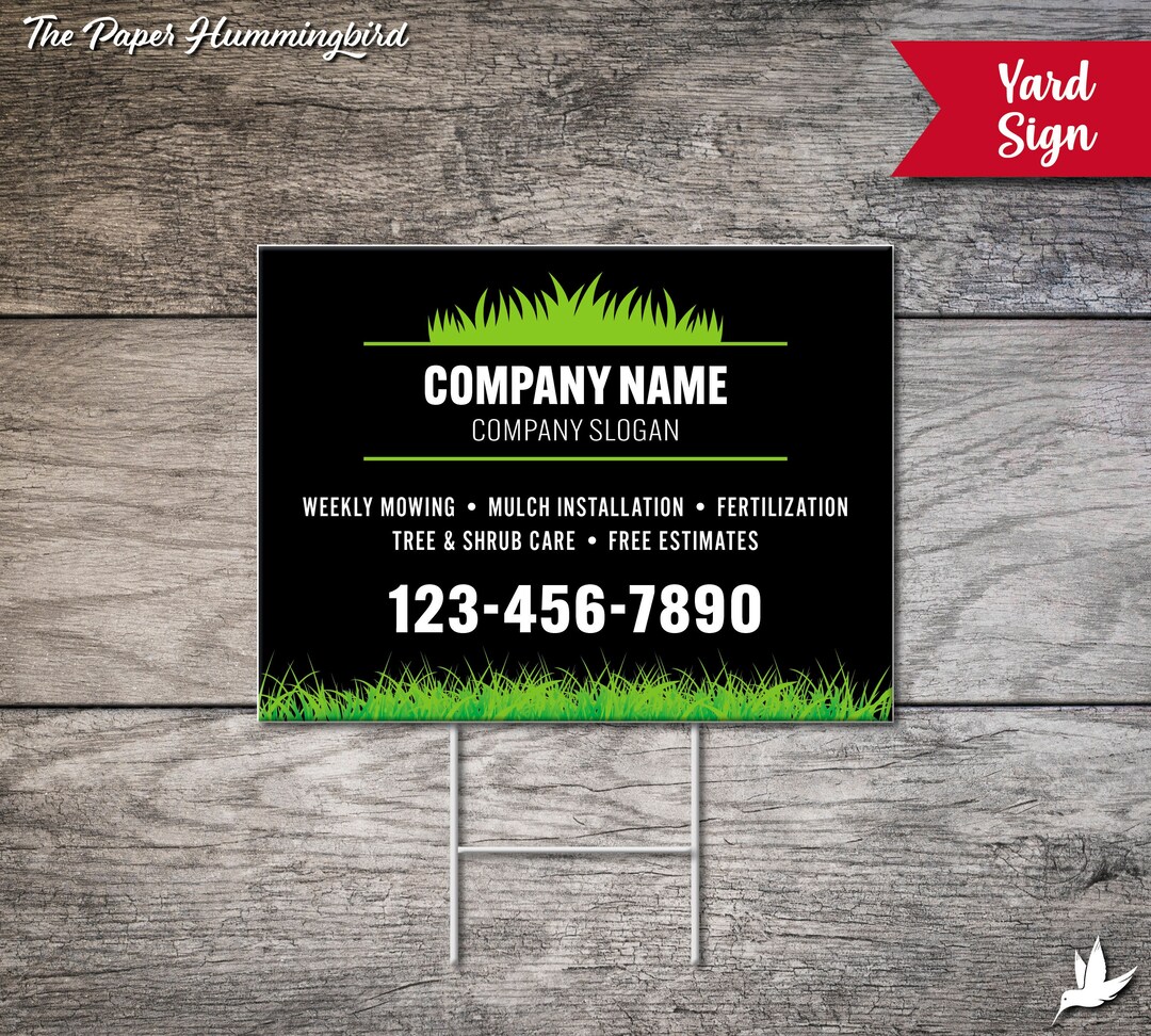 Lawn Care Yard Sign, Coroplast Sign With Metal H-stake, Landscaping ...