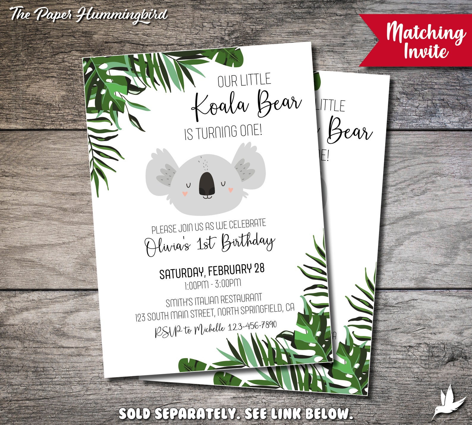 Koala Bear Birthday Thank You Tag First Koala Birthday Favor - Etsy