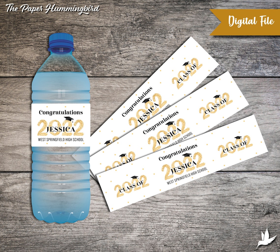 Graduation Water Bottle Labels Printable Bottle Wrappers - Etsy