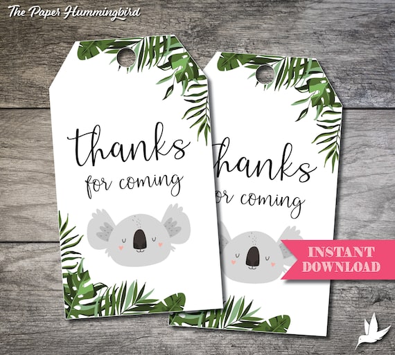 Koala Bear Birthday Thank You Tag First Koala Birthday Favor | Etsy