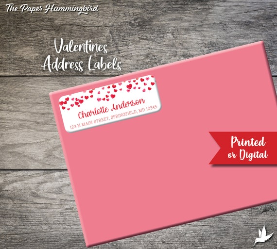 Heart Return Address Labels 001 Watercolor Valentines Label | Etsy