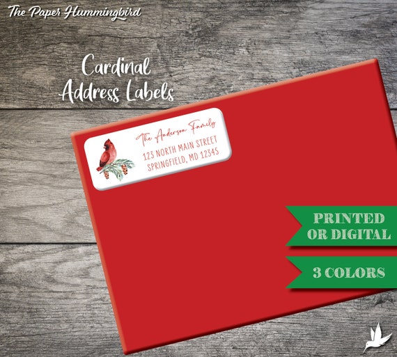 Cardinal Return Address Label 003 Christmas Personalized | Etsy