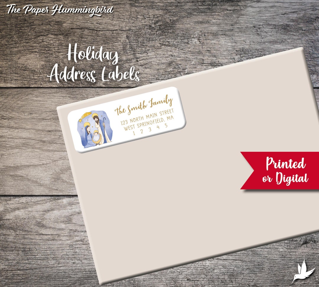 Nativity Return Address Labels, Religious Christmas Label, Personalized ...