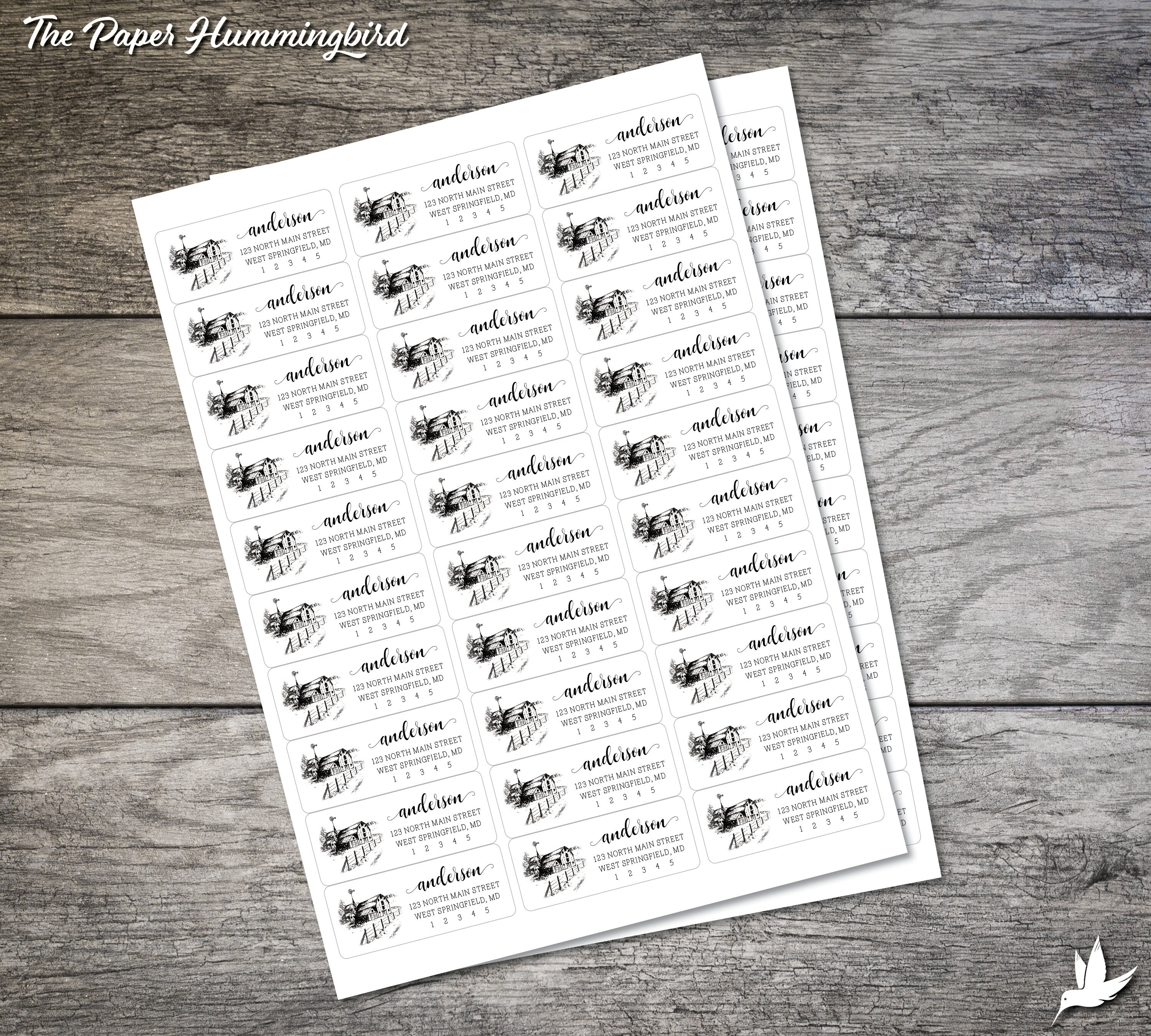 Farmhouse Return Address Labels 001 Rustic Barn Label Personalized ...