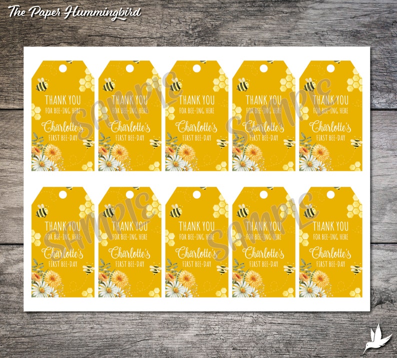 Honey Bee Birthday Thank You Tag Bumble Bee Thank You Tags - Etsy