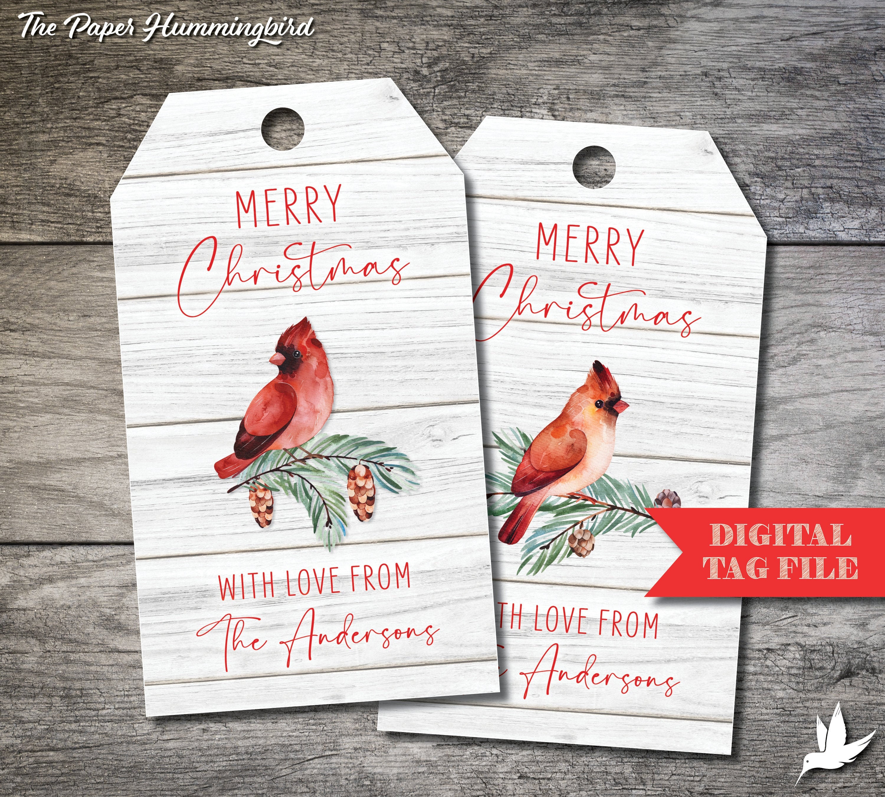 Cardinal Gift Tags Holiday Tags Printable Tags Christmas | Etsy