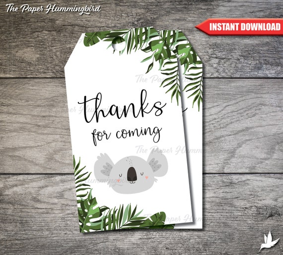 Koala Bear Birthday Thank You Tag First Koala Birthday Favor | Etsy