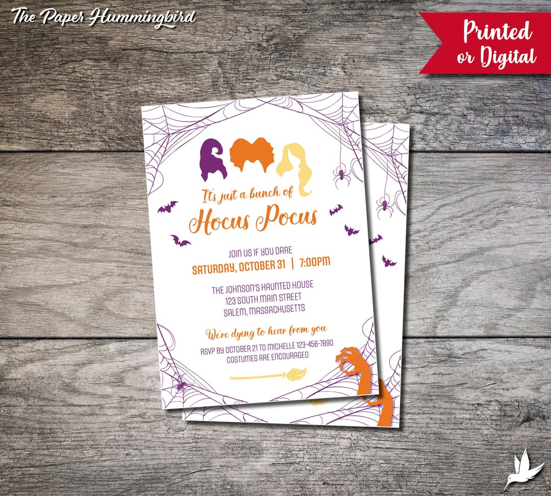 Hocus Pocus Party Invitation, Halloween Invitation, Hocus Pocus Witches ...