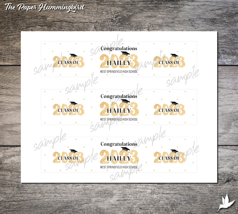 Graduation Water Bottle Labels Printable Bottle Wrappers - Etsy