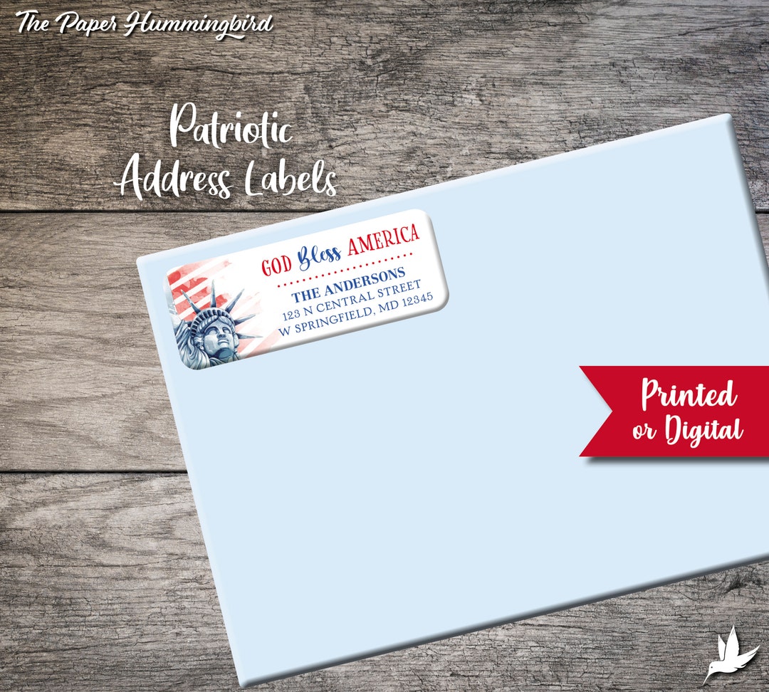 Patriotic Return Address Labels 002 God Bless America Label ...