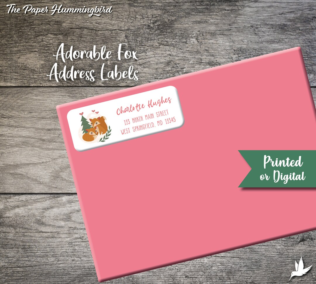 Fox Return Address Labels 002 Woodland Animal Valentines Personalized ...