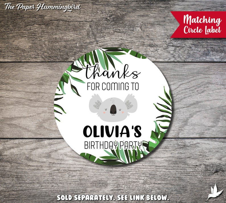 Koala Bear Birthday Thank You Tag First Koala Birthday Favor - Etsy