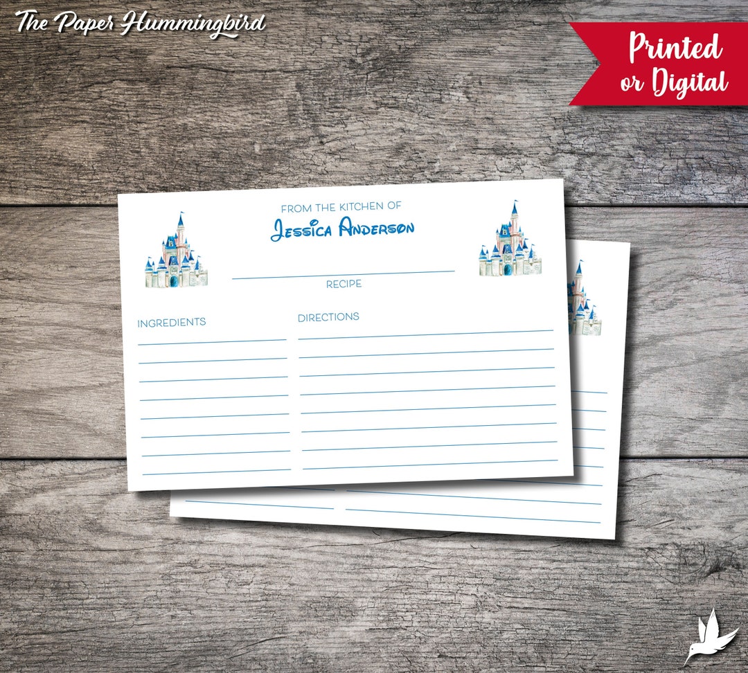 Cinderella Castle Recipe Card Set Disney Recipe Card Personalized Set ...