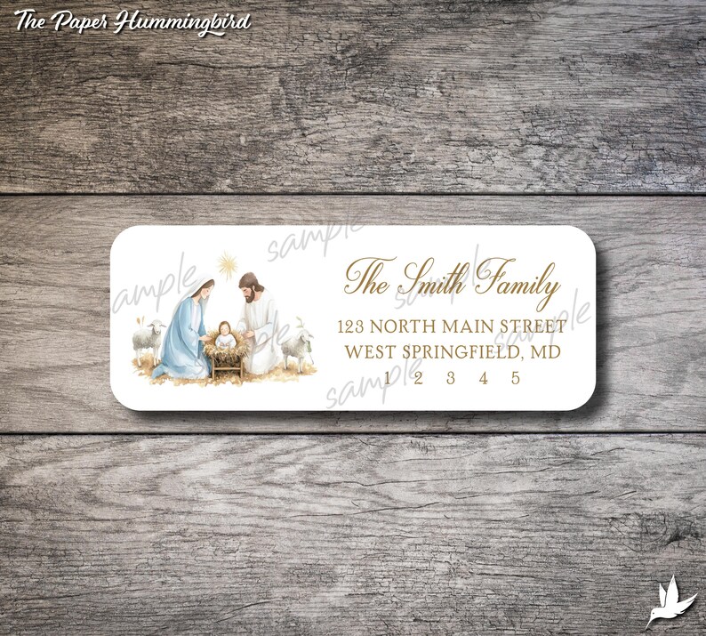 Nativity Return Address Labels, Religious Christmas Label, Personalized ...