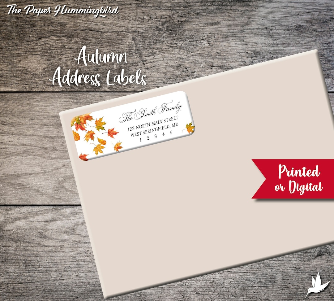Autumn Return Address Labels, Fall Leaves Labels, Personalized Address ...