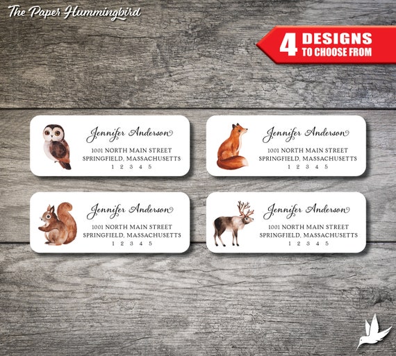 Woodland Animals Return Address Labels Custom Personalized - Etsy