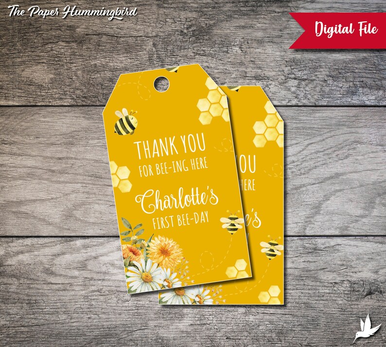 Honey Bee Birthday Thank You Tag Bumble Bee Thank You Tags - Etsy