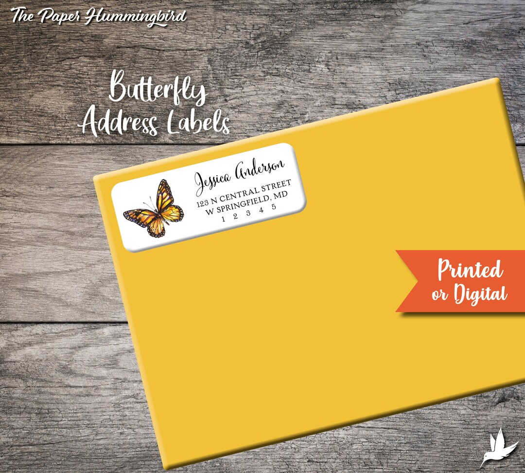 Butterfly Return Address Labels 007 Monarch Butterfly Label ...
