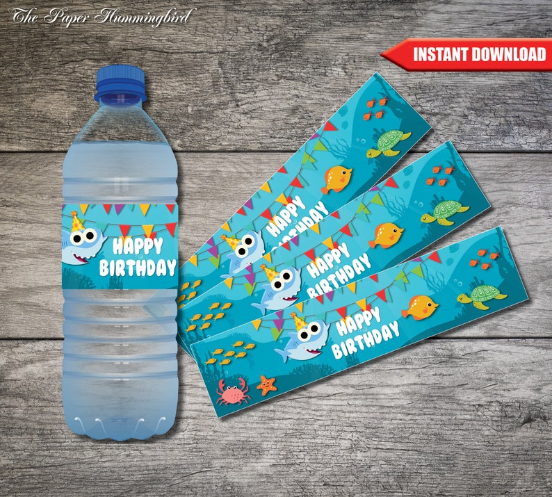 Baby Shark Birthday Water Bottle Labels Printable Baby Shark | Etsy