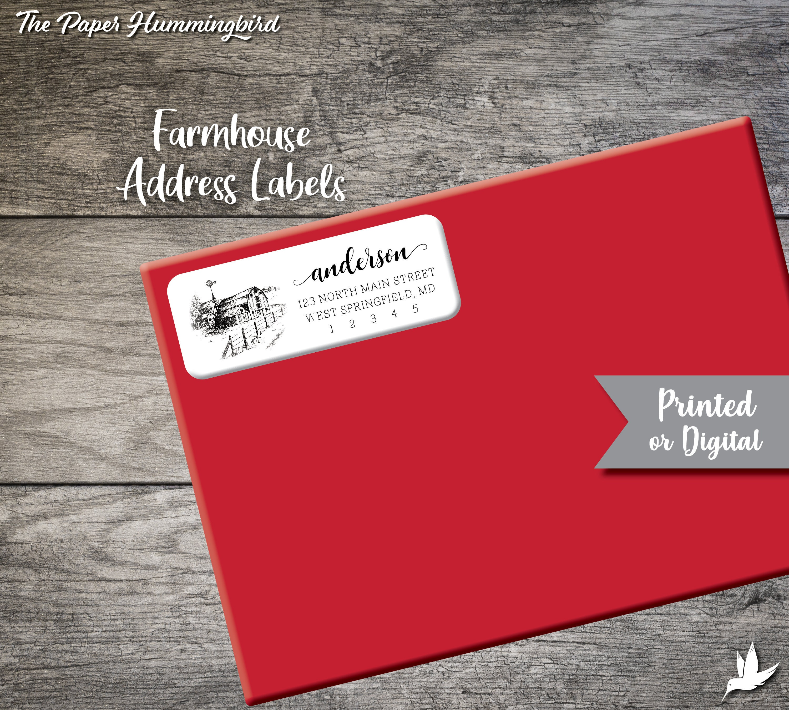 Farmhouse Return Address Labels 001 Rustic Barn Label | Etsy