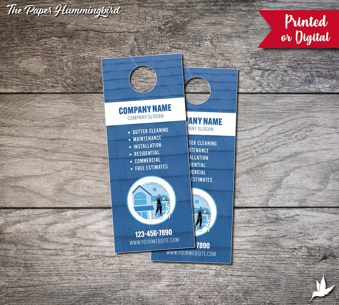Gutter Cleaning Door Hanger, Gutters Card, Personalized Door Hanger, 3. ...