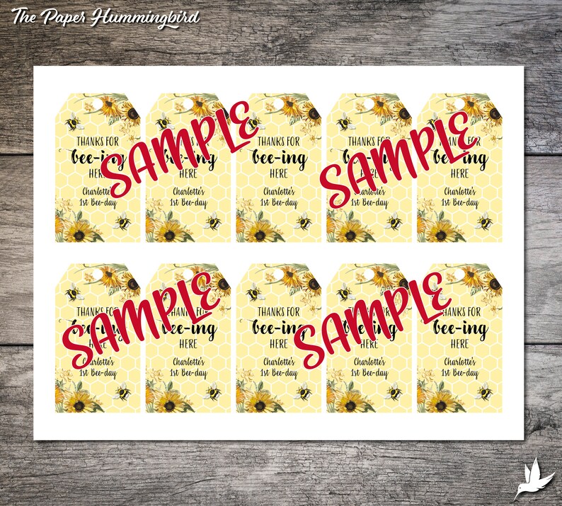 Honey Bee Birthday Thank You Tag Bumble Bee Thank You Tags - Etsy