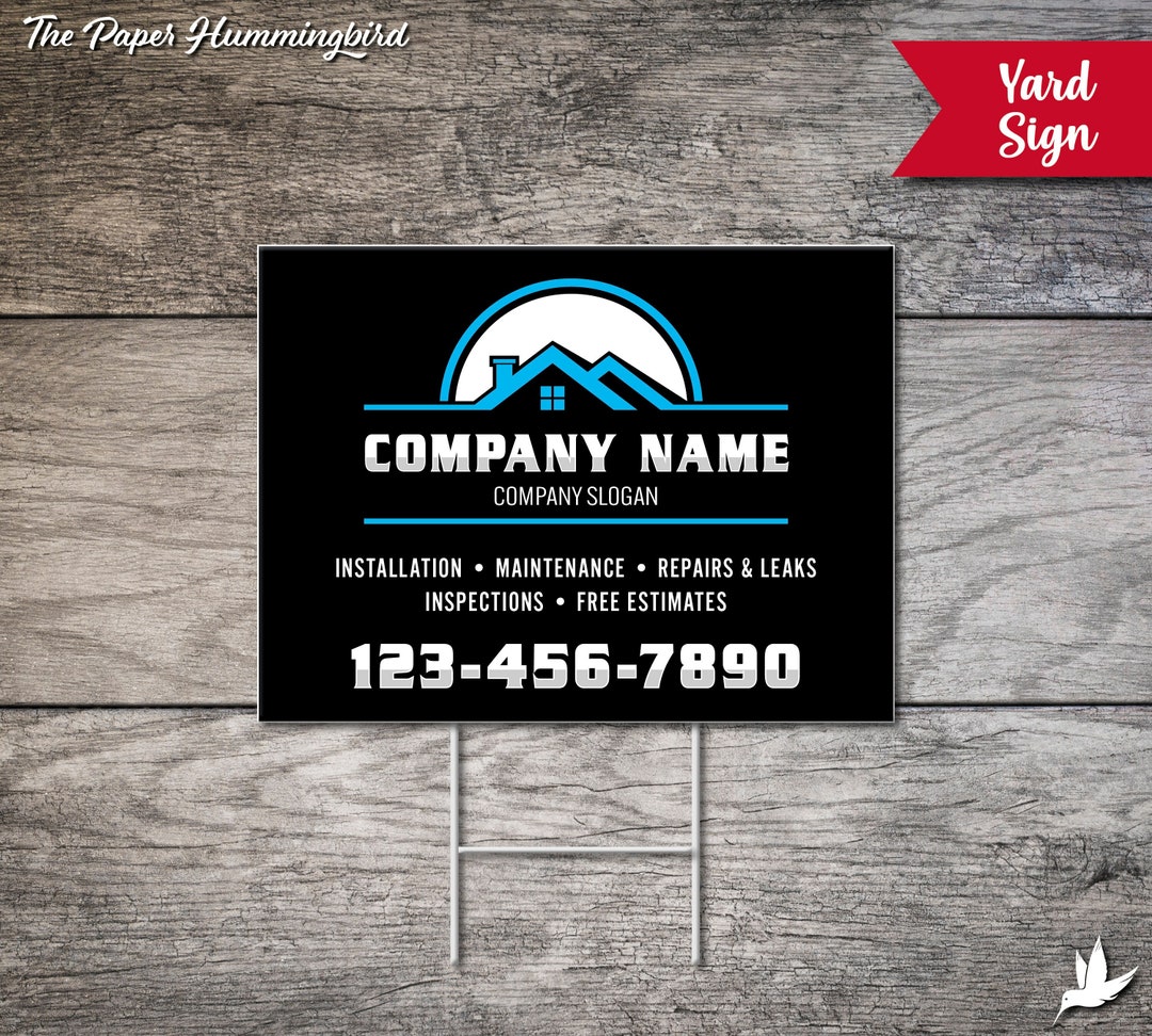 Roofing Yard Sign, Coroplast Sign With Metal H-stake, Double Sided Roof ...