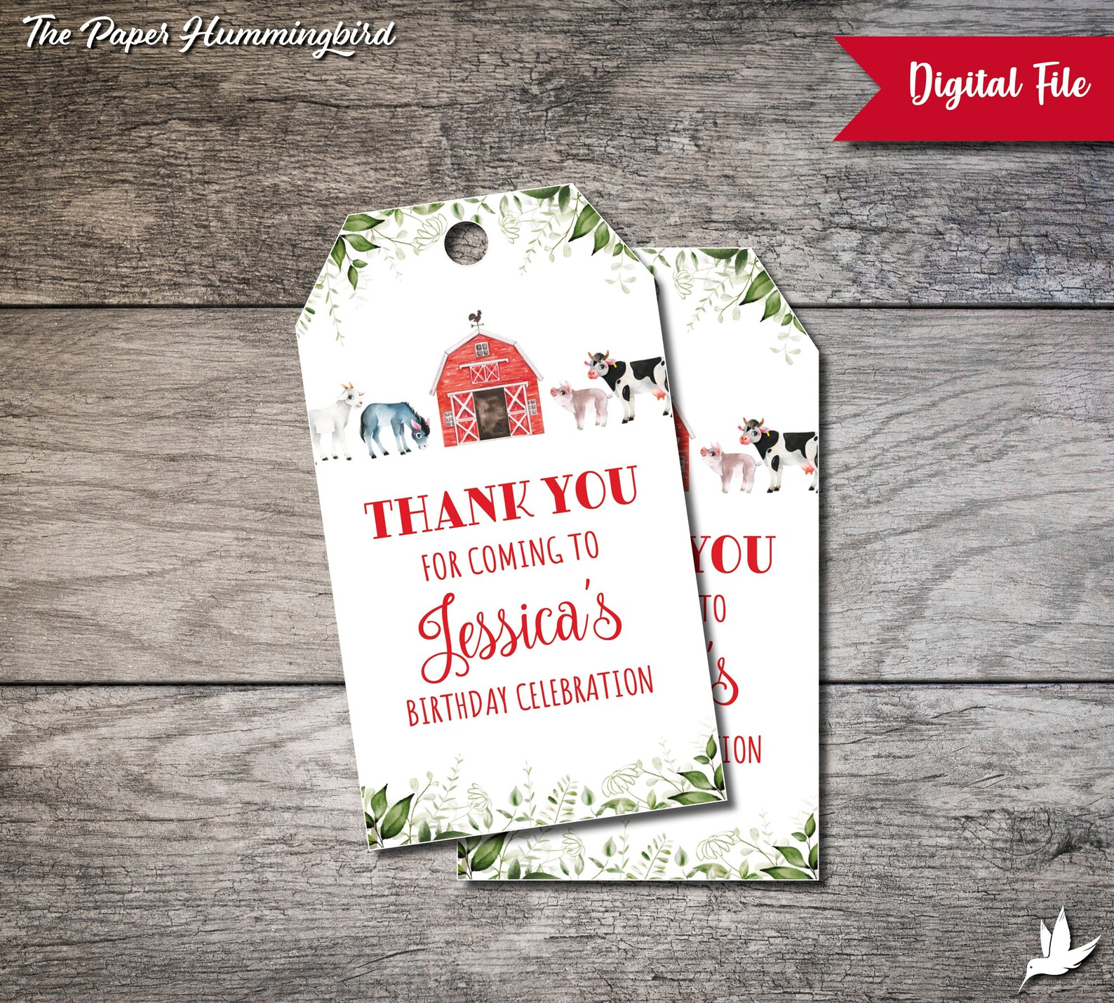Farm Favor Tags Petting Zoo Birthday Thank You Tags Barnyard | Etsy