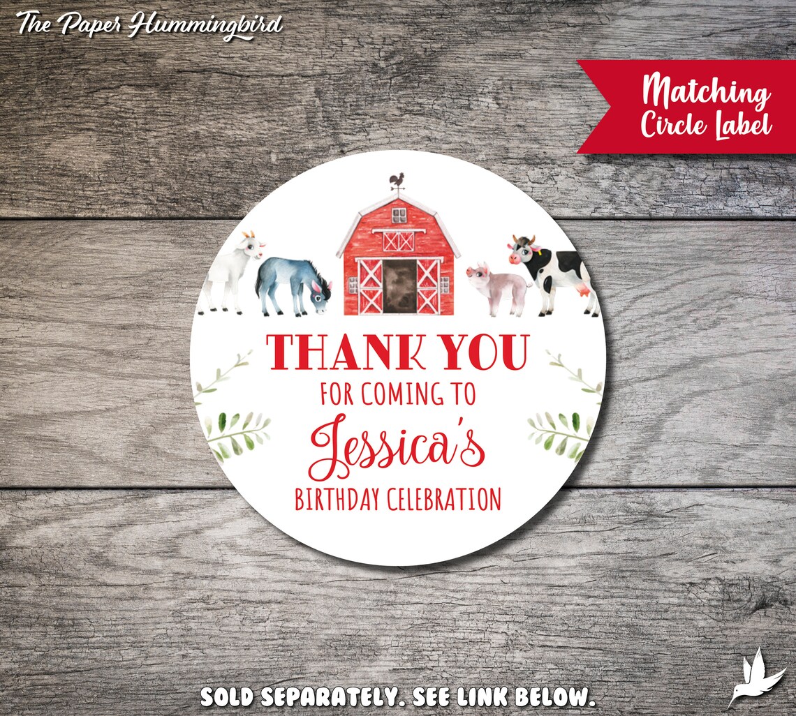 Farm Favor Tags Petting Zoo Birthday Thank You Tags Barnyard - Etsy