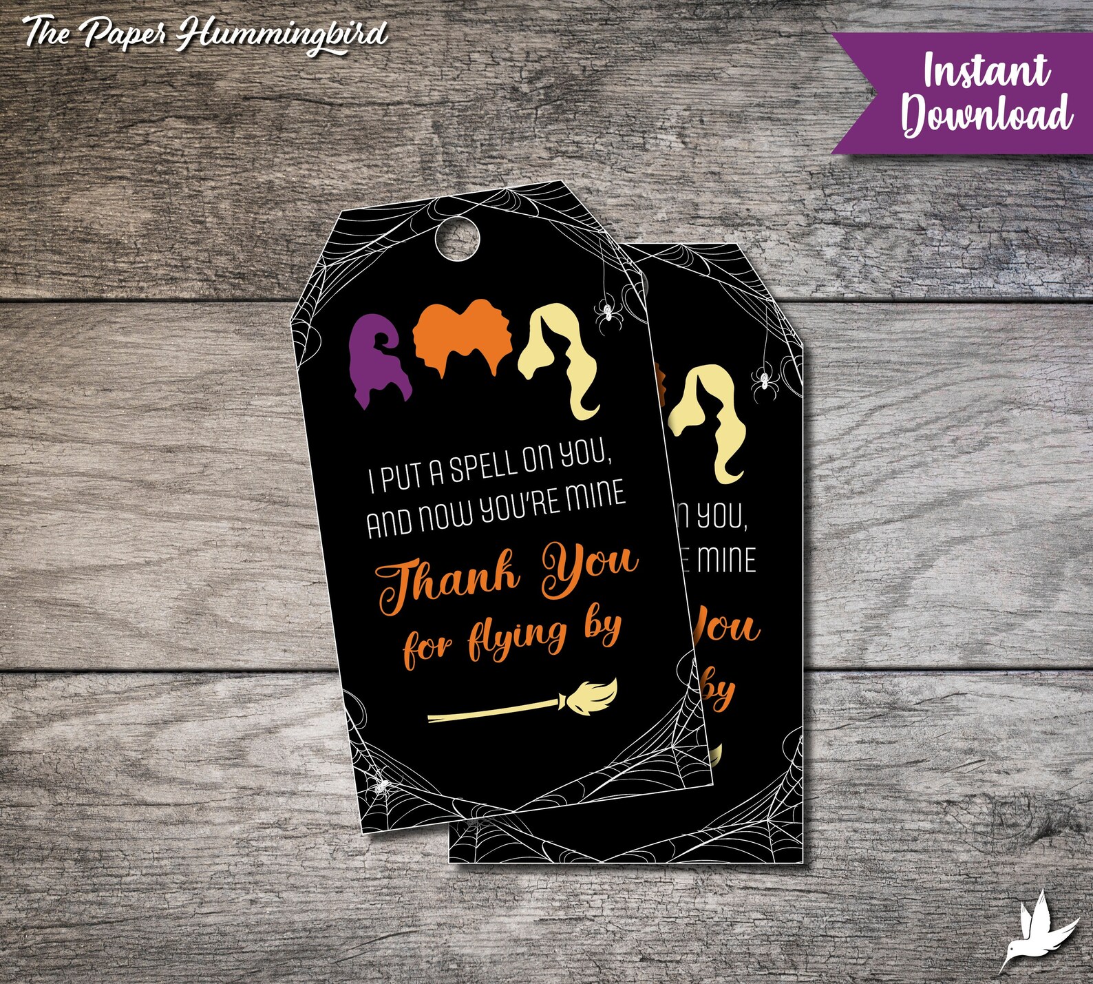 Hocus Pocus Thank You Tag, Halloween Party Thank You Tags, Hocus Pocus ...