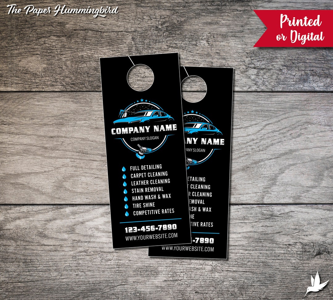 Auto Detailing Door Hanger, Mobile Detailing Service Card, Personalized ...