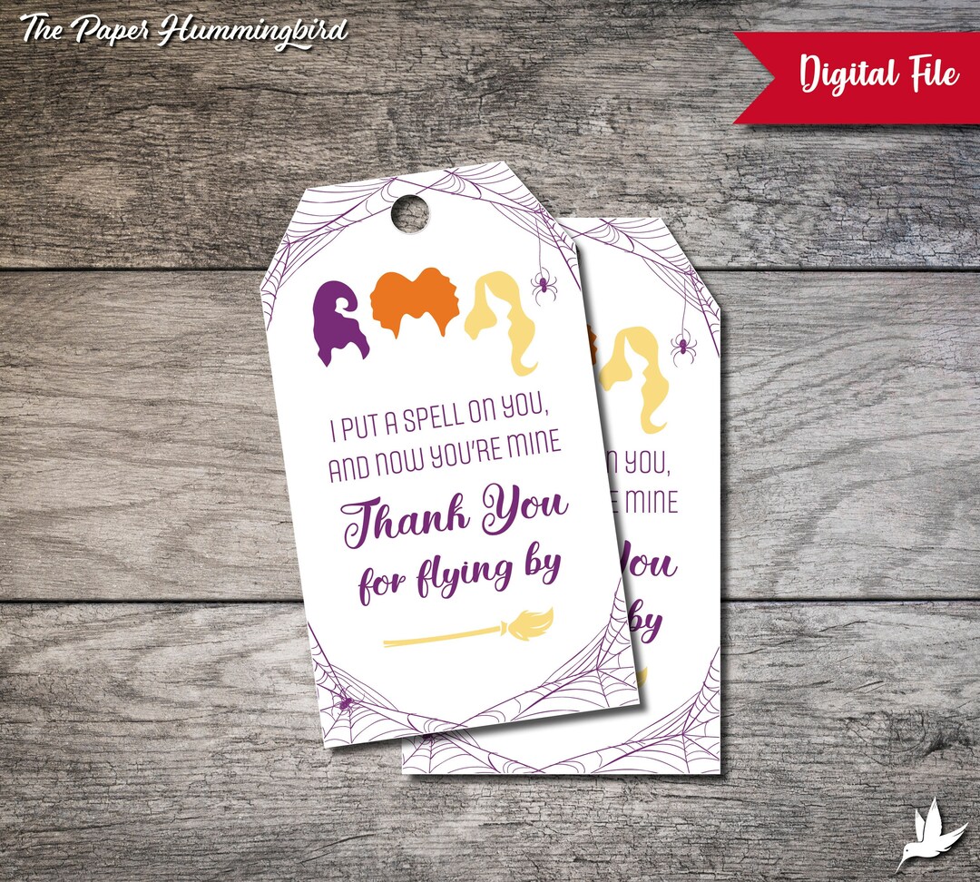 Hocus Pocus Thank You Tag, Halloween Party Thank You Tags, Hocus Pocus ...