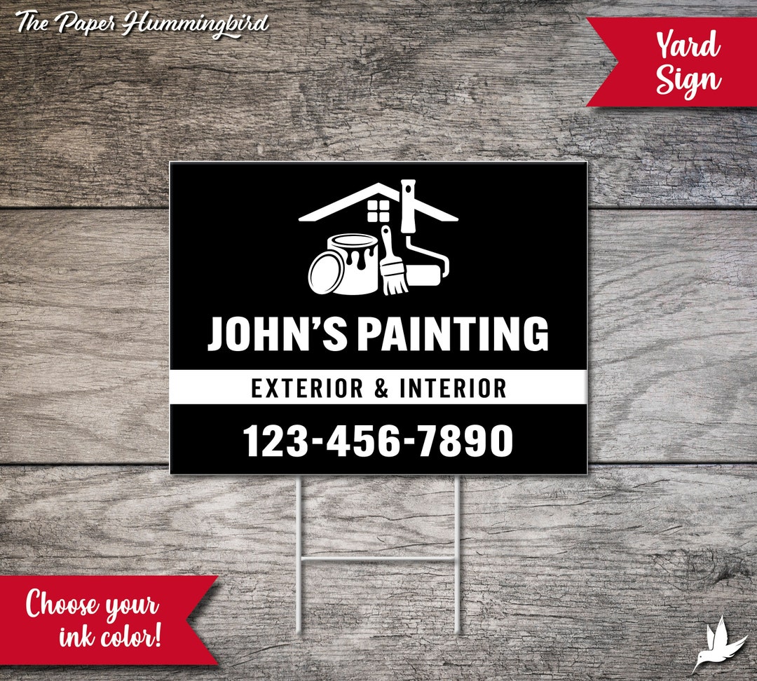 Painting Yard Sign, 18x24 Coroplast Sign With Metal H-stake ...