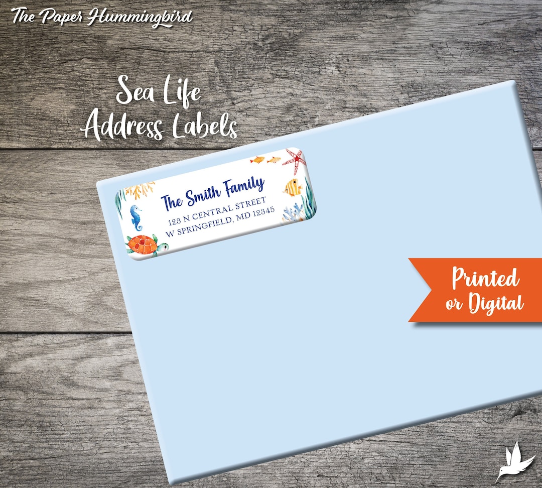 Sea Life Return Address Labels Ocean Watercolor Label Personalized ...
