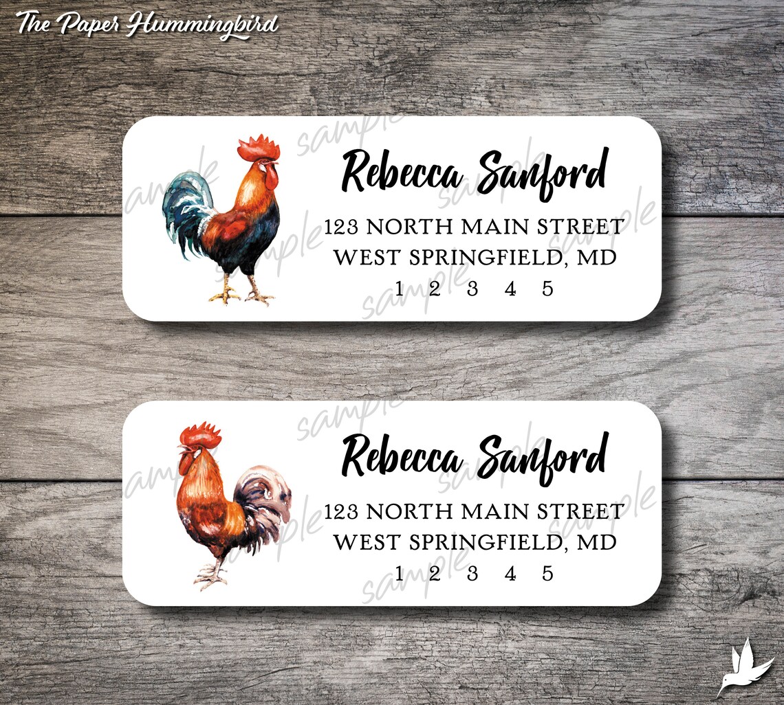 Rooster Return Address Labels Country Label Personalized - Etsy